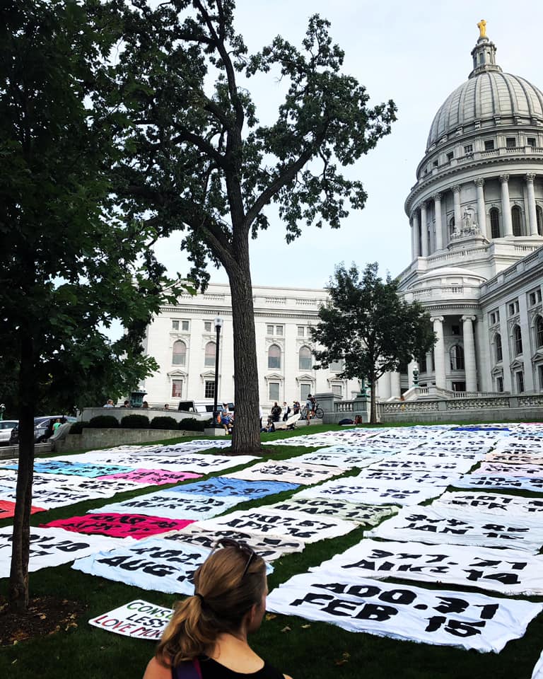 09/20/19 view of the banners outside the Wisconsin State Capitol during ...